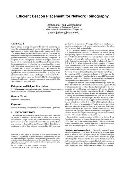 Pdf Efficient Beacon Placement For Network