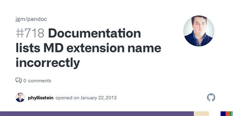 Documentation Lists Md Extension Name Incorrectly · Issue 718 · Jgmpandoc · Github