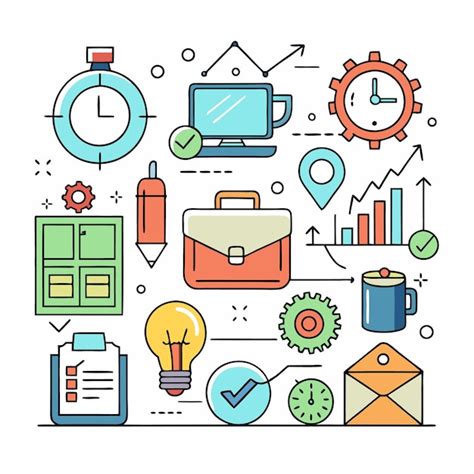 Business Planning Workflow And Time Management Icons Premium Ai Generated Vector