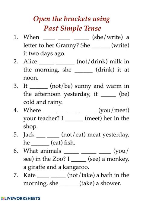 Past Simple Tense Online Exercise For Beginners Easy English Grammar