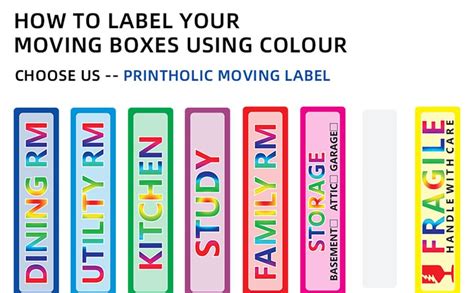 Moving Labels For Boxes，color Coded Home Moving Stickers
