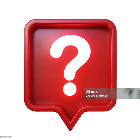 3d 소셜 미디어 알림 빨간색 둥근 사각형 핀에 빛나는 물음표 물음표에 대한 스톡 사진 및 기타 이미지 물음표 3차원 형태