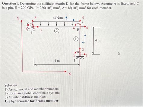 Solved Question 1 Determine The Stiffness Matrix K For The