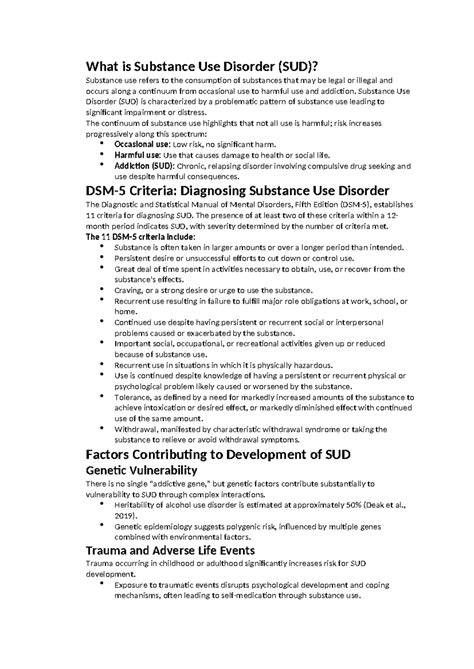 Substance Use Disorder Sud Overview And Diagnostic Criteria Notes