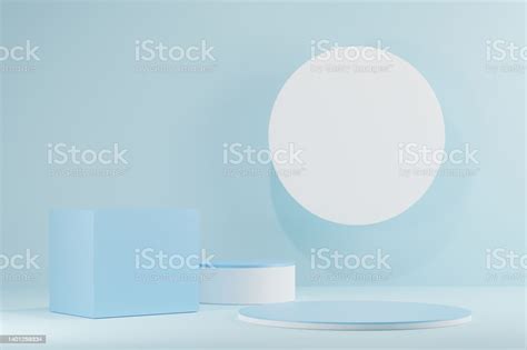 3d 배경 제품 기하학적 플랫폼 흰색 배경이있는 받침대 장면을 보여줍니다 연단과 함께 무대에 화장품을 전시하기 위해 서십시오 3d 렌더링 3d 일러스트레이션 0명에 대한