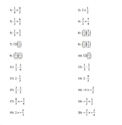 Free 14 Sample Multiplying Fractions Worksheet Templates In Pdf Ms Word