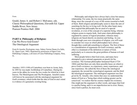 The Ontological Argument