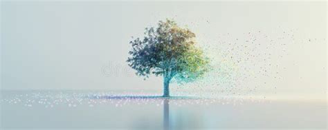 Single Tree With Digital Dispersion Effect On Reflective Surface