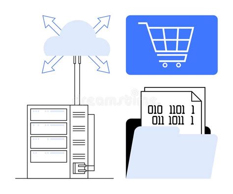 Cloud Computing And Data Storage For E Commerce Operations Stock Vector Illustration Of