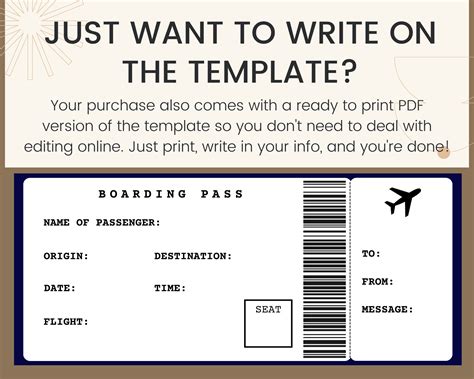 Printable Boarding Pass Template Printed Smile Shop