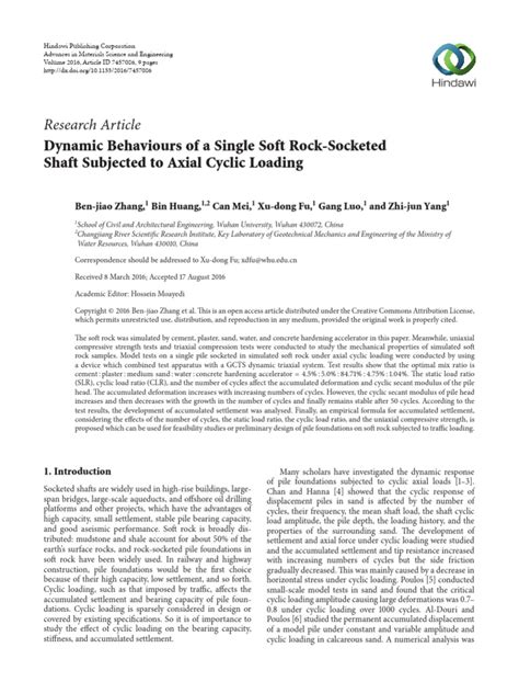 Dynamic Behaviours Of A Single Soft Rock Socketed Shaft Subjected To