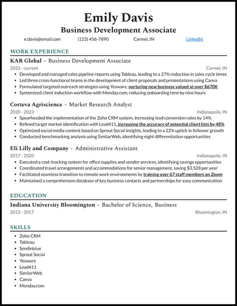 5 Business Development Associate Resume Templates And Examples For 2026