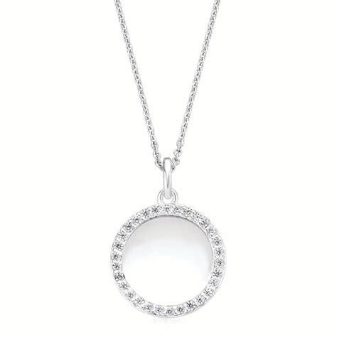 Sterling Silver Cubic Zirconia Disc Pendant