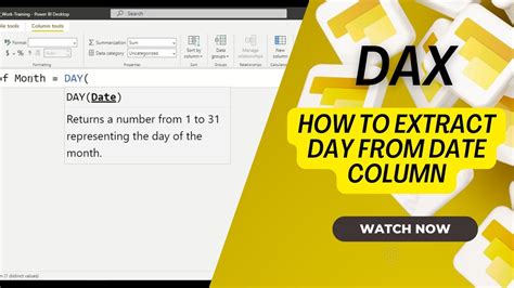 how to extract day from date column youtube
