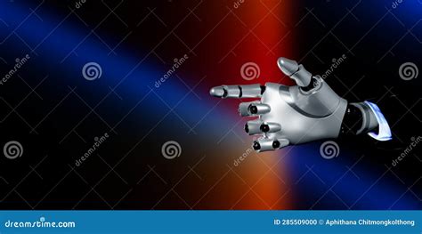Robotic Render Hand With Business Suit Pointing Index Finger Moment On