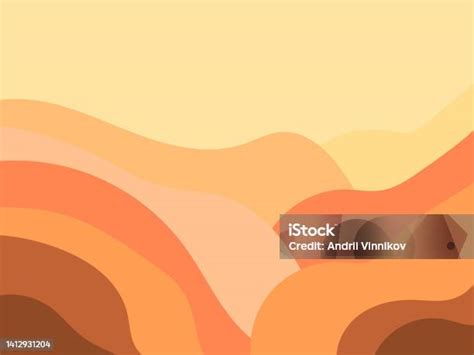 미니멀 한 스타일의 모래 언덕사막 풍경 플랫 디자인 인쇄물 포스터 및 인테리어 디자인을 위한 보호 장식 미드 센추리 모던 장식 벡터 일러스트레이션 곡선에 대한 스톡 벡터