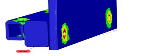 High Stress Areas At The Bolt Connectors In Static Stress Simulation