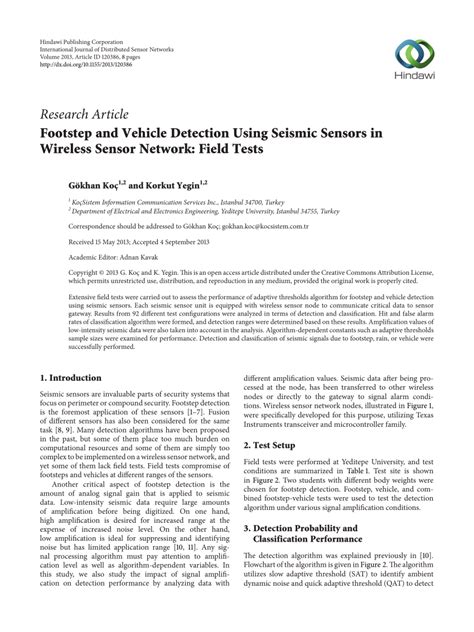 Pdf Footstep And Vehicle Detection Using Seismic Sensors In Wireless