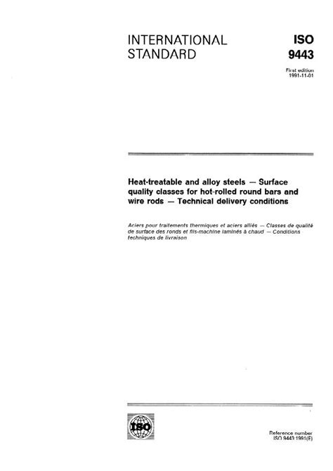 ISO 9443:1991 - Heat-treatable and alloy steels — Surface quality ...