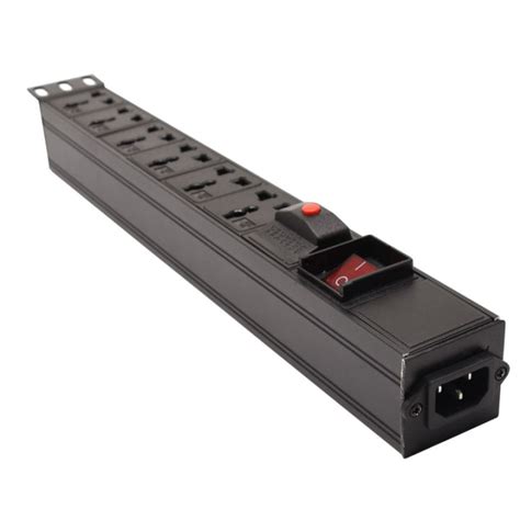 Pdu Power Distribution Power Strip Iec320 C14 Male Input Port 6 Ways Socket With Switch Overload
