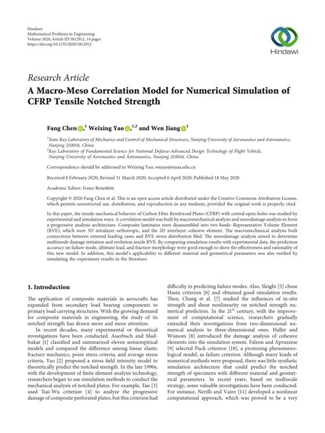 Pdf A Macro Meso Correlation Model For Numerical Simulation Of Cfrp Tensile Notched Strength