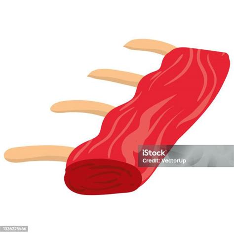 갈비 고기 쇠고기 또는 돼지 고기 천연 건강 영양 제품 벡터 낙서 만화 플랫 트렌디 한 일러스트 핸드 는 고립 선반 제작물에 대한 스톡 벡터 아트 및 기타 이미지 Istock