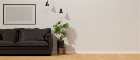 소파 식물 냄비 램프 및 모형 프레임이있는 거실 인테리어 디자인 3d 렌더링 0명에 대한 스톡 사진 및 기타 이미지 0명