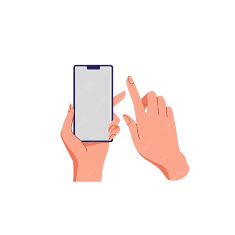 Premium Vector Female Hand Holding Smartphone Empty Screen Phone