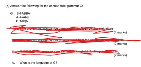 Solved C Answer The Following For The Context Free Grammar