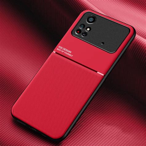 For Xiaomi Poco M4 Pro 4g Classic Tilt Magnetic Phone Case Red