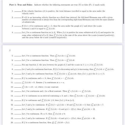 Solved Part 1 True And False Indicate Whether The