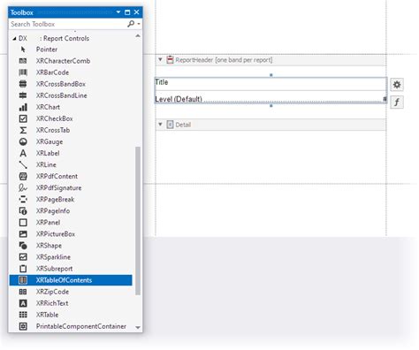 xrtableofcontents class reporting tools devexpress documentation