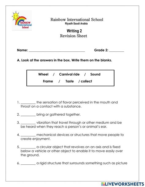 Writiing Grade2 Interactive Worksheet Live Worksheets