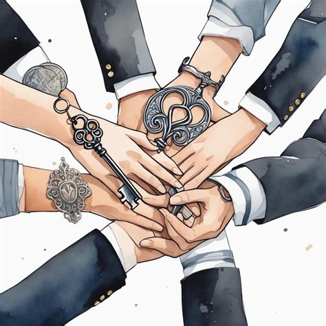 Premium Photo Depict Hands Interlocking With One Another Holding Keys Sticker 2d Cute Fantasy