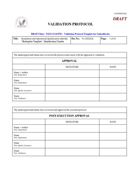 Validation Protocol Temp Pdf Verification And Validation