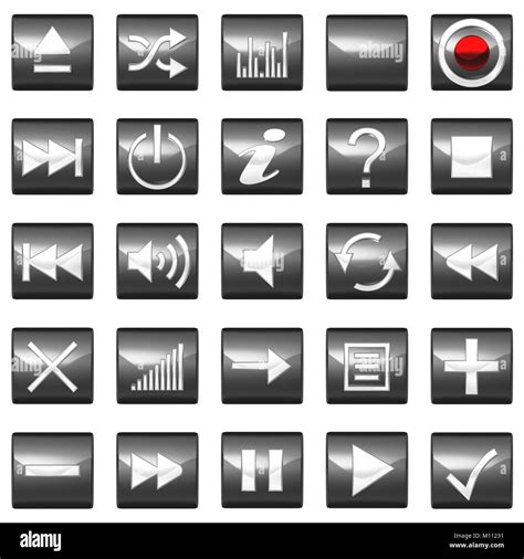 Square Control Panel Buttons Isolated On White Stock Photo Alamy