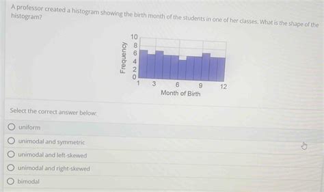 solved histogram a professor created a histogram showing the birth