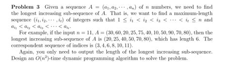 solved problem 3 given a sequence a a1 a2 ⋯ an of n
