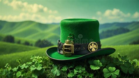 A Whimsical Leprechaun Hat Complete With A Golden Buckle And A Sprig