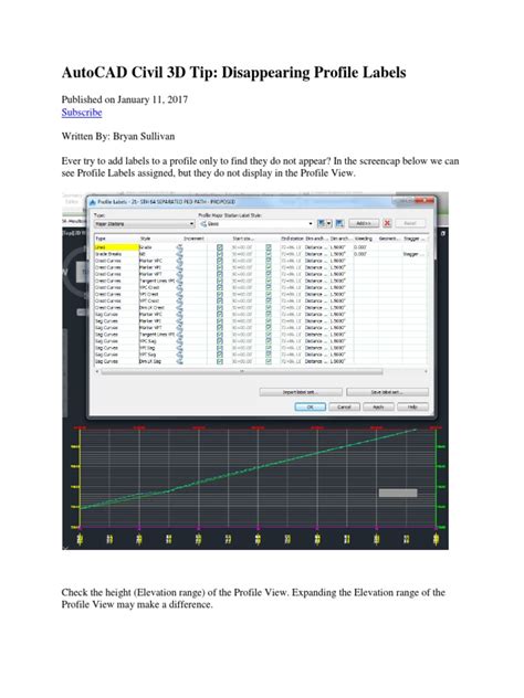Autocad Civil 3d Tip Disappearing Profile Labels Pdf