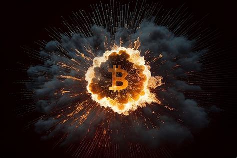 Premium AI Image Large Explosion Of Bitcoin In The Shape Generative Ai