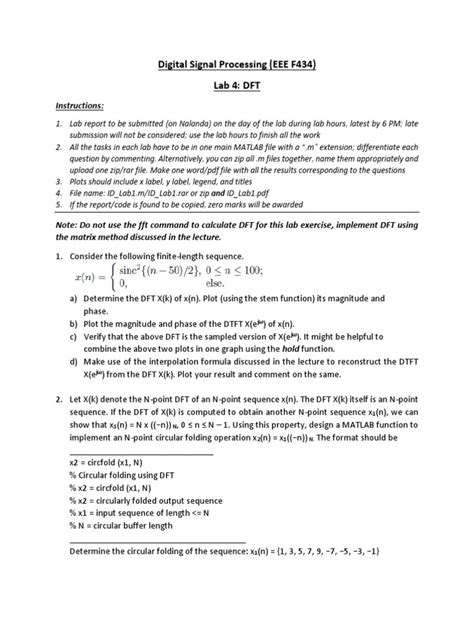 Lab 4 Pdf Discrete Fourier Transform Algorithms And Data Structures