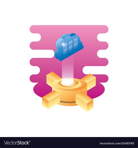 Hosting Data Server With Cloud Computing Vector Image