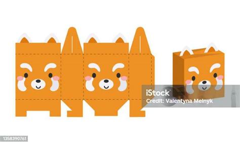 간단한 포장 선호 상자 빨간 팬더 디자인 과자 사탕 선물 빵집 어떤 목적을 위한 Diy 패키지 템플릿 생일 베이비 샤워 할로윈 크리스마스 인쇄 컷아웃 접기 접착제 0명에