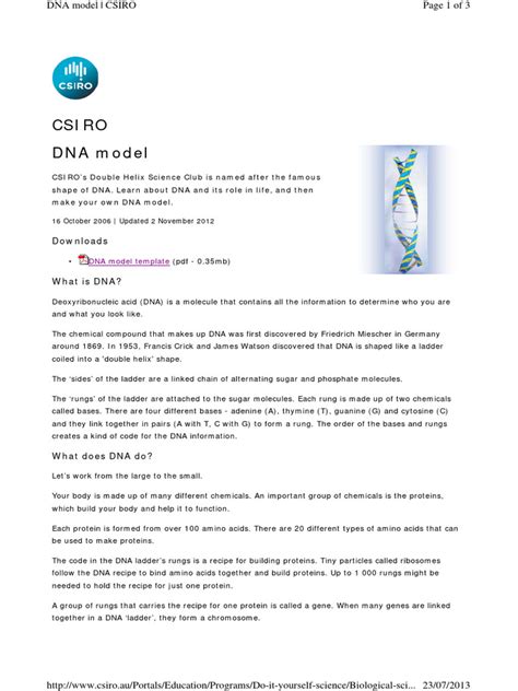 1 Csiro Dna Model Instructions 1 Pdf Dna Genetics