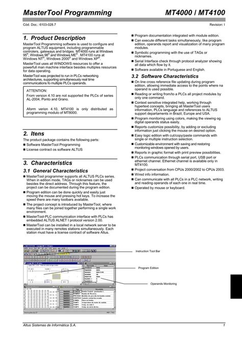 Mastertool Programming Mt4000 Mt4100 Altus