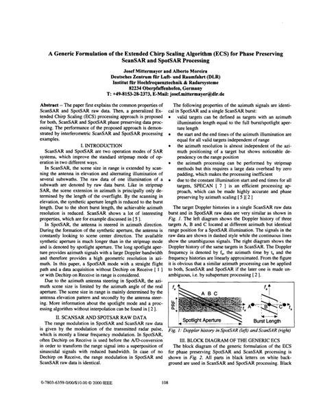 pdf a generic formulation of the extended chirp scaling algorithm
