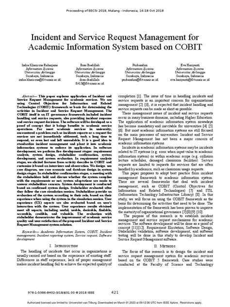 Incident And Service Request Management For Academic Information System Based On Cobit Pdf