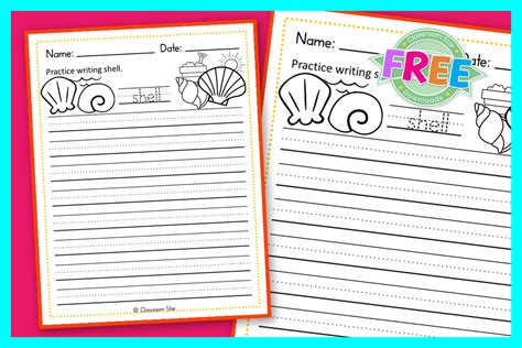 Beach Practice Writing Shell Classroom Star Worksheets