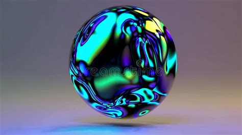 Abstract Iridescent Orb With Swirling Colors On Gradient Background